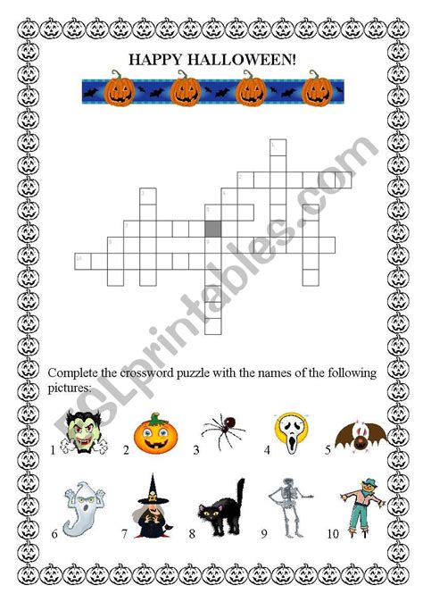 Halloween Crossword Puzzle ESL Worksheet By Sole