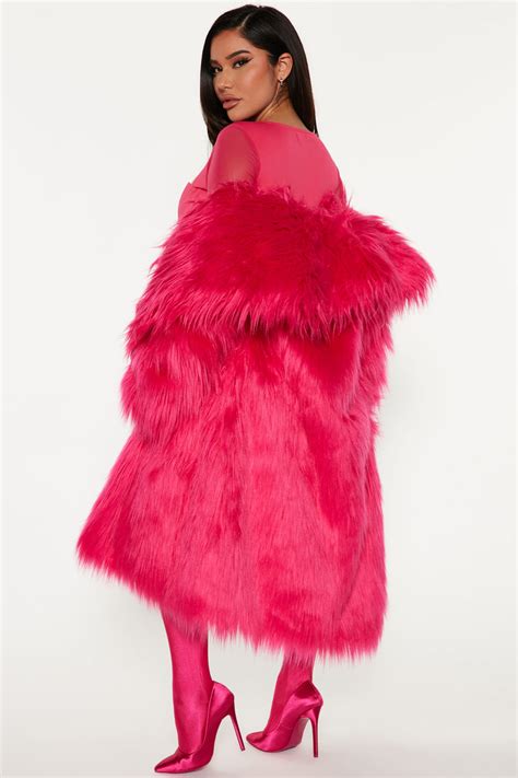 Shya Faux Fur Coat Hot Pink Fashion Nova