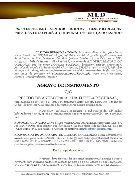 Agravo De Instrumento Gratuidade De Justiça Download Grátis Pdf