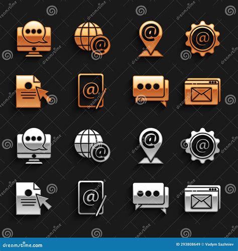 Set Mail And E Mail Website Envelope Speech Bubble Chat Document