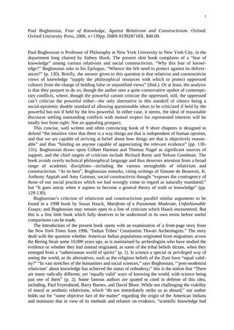 Pdf Fear Of Knowledge Against Relativism And Constructivism By