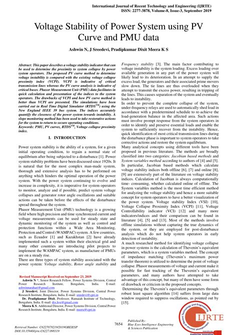 PDF Voltage Stability Of Power System Using PV Curve And PMU Data