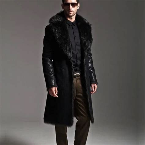 2015 Winter Mens Faux Fur Coat Black Rabbit Men Long Warm Fur Coats