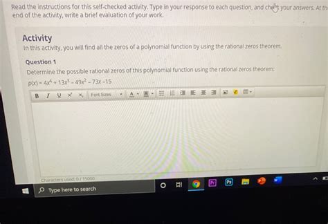 Solved Read The Instructions For This Self Checked Activity