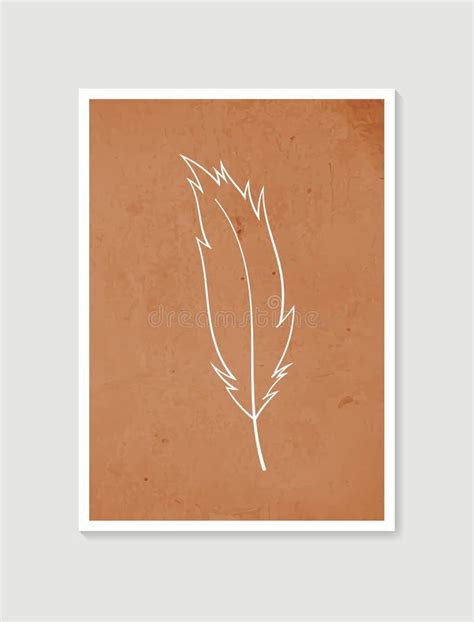 Feather Wall Art Vector Minimal And Natural Wall Art Drawing With