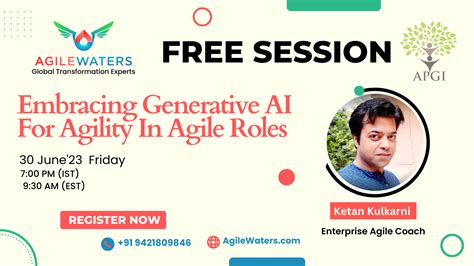 Free Webinar By Agilewaters Embracing Generative Ai For Agility In Agile Roles Tickets By
