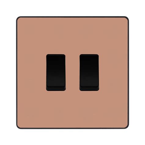 Bg Evolve Polished Copper 2 Gang Intermediate Custom Grid Light Switch