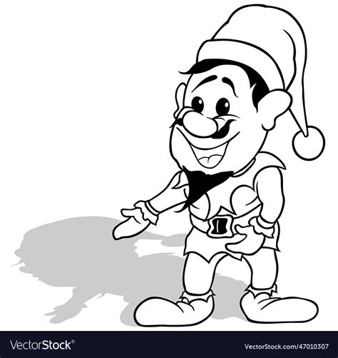Drawing Of A Standing Dwarf With A Smile Vector Image