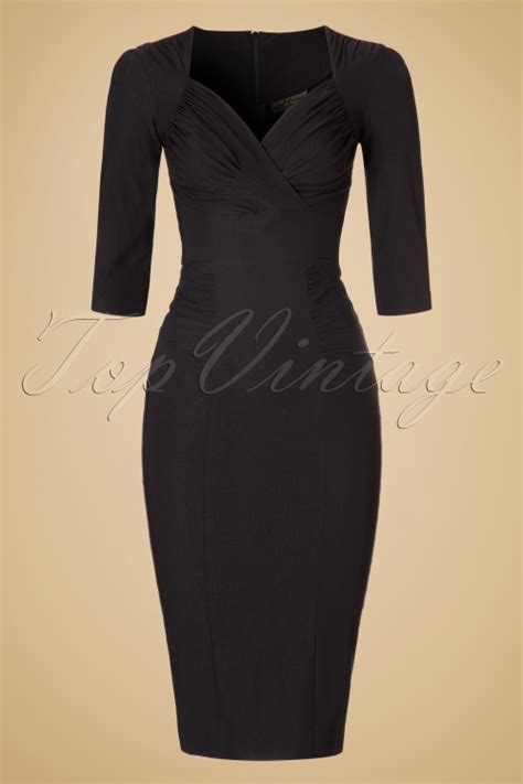 Stop Staring Loma Pencil Dress Années 50 En Noir Acheter Chez Topvintage