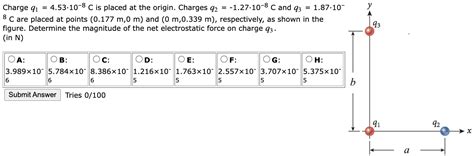 Solved Charge Q1 4 53108C Is Placed At The Origin Charges Chegg