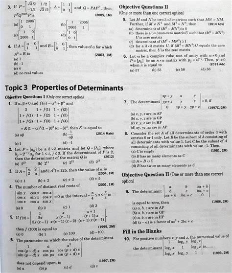 Matrices And Determinants JEE Advanced Year Previous Year Questions Free PDF Download All