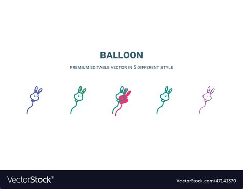 Balloon Icon In 5 Different Style Outline Filled Vector Image