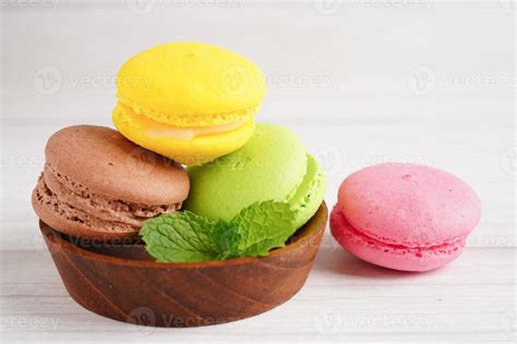 Macaron Or French Macaroon Dessert Cake And Cookies On The Celebrated