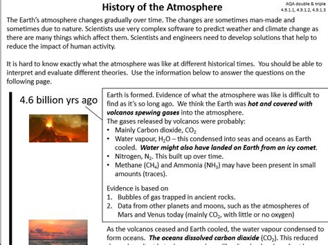 Aqa Gcse Chemistry Of The Atmosphere Teaching Resources