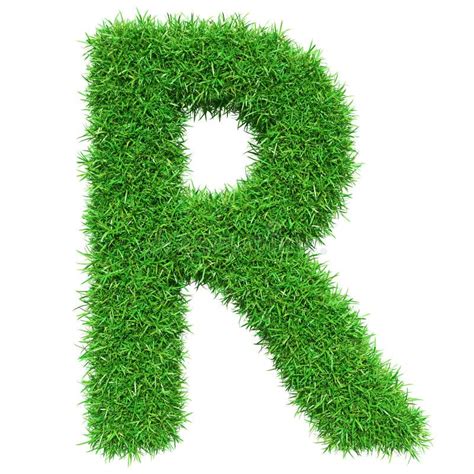 Grass Letter M Uppercase Isolated On White Background Stock