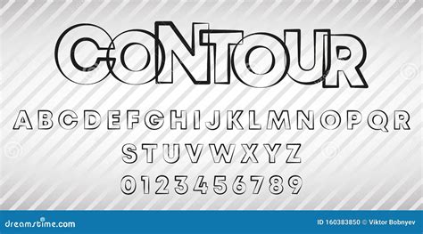 Alphabet Letters And Numbers Of Contour Line Design Stamp Stroke Font Template Stock Vector