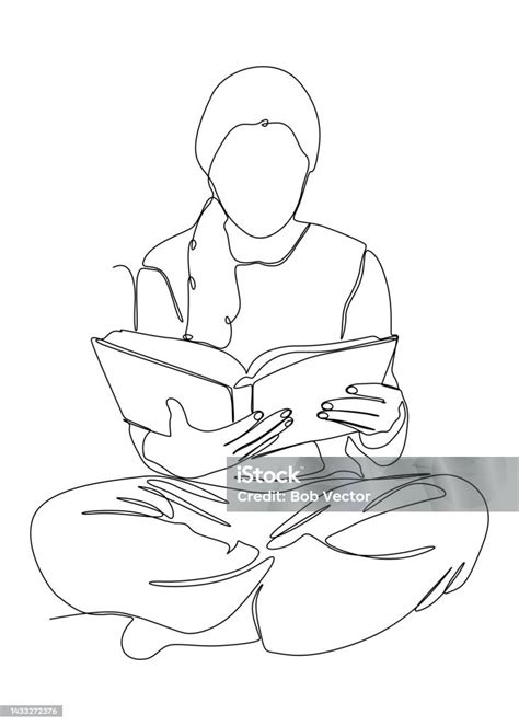 책을 읽는 소녀의 연속 선 그리기 씬 라인 일러스트 레이 션 벡터 개념 윤곽선 그리기 창조적 인 아이디어 디자인에 대한 스톡 벡터 아트 및 기타 이미지 Istock