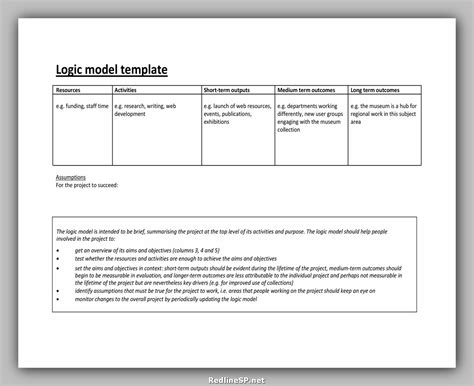 Logic Model Template Redlinesp