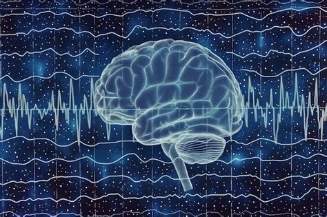 Digital Illustration Of A Brain With Neural Activity And Electroencephalogram Eeg Lines In The