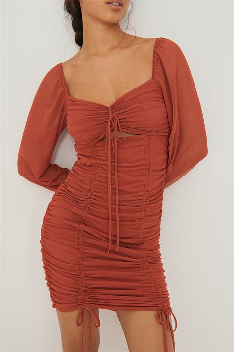 Drawstring Detail Mini Strap Dress Black Na