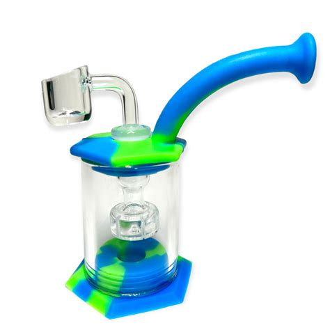 Mini Silicone Dab Rig With Quartz Banger And Percolator