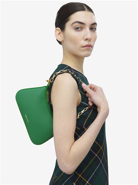 Womens Mini T Bar Pouch In Green Alexander Mcqueen Au