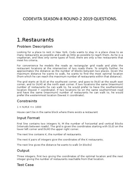 Tcs Codevita Season 8 Round 2 Questions Pdf Circle Angle
