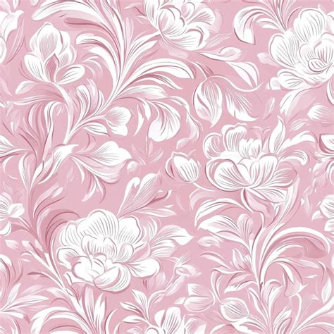 Seamless Pink Floral Pattern With Elegant Vines And Flowers Premium AI Generated Image