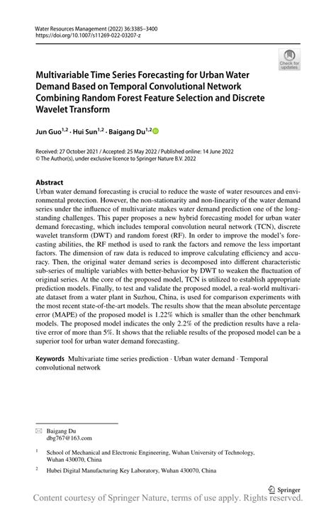 multivariable time series forecasting for urban water demand based on