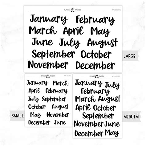 Monthly Script Stickers Ms 02 Plannerpenguin