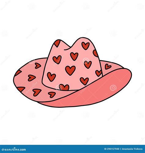 Cute Cowgirl Hat Doodle With Hand Drawn Outline Sheriff Girl Hat With