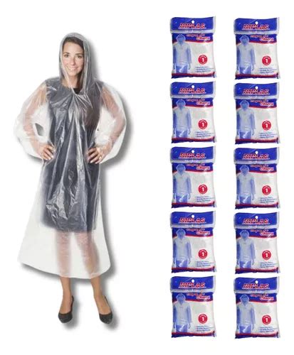 Kit 10 Capa De Chuva Descartável Transparente Unisex Prático MercadoLivre
