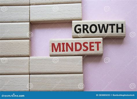 Growth Mindset Symbol Concept Word Growth Mindset On Wooden Blocks Beautiful Pink Background