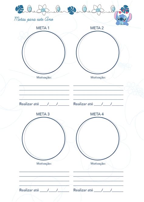 Metas Para Este Ano Planner Stitch Fazendo A Nossa Festa