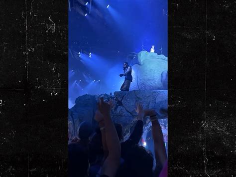 Travis Scott Hit By Head Shaped Prop Almost Falls Off The Stage