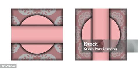 Template Congratulatory Brosur Dalam Warna Merah Muda Dengan Ornamen