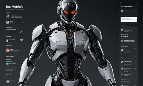 Robot Standing In Front Black Background Stock Illustration