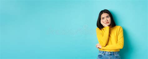 Lonely Upset Moody Cute Redhead Girlfriend Feeling Boredom Leaning Palm