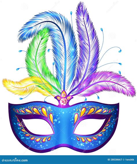 Vector Venitian Carnival Mask With Feathers Stock Vector Illustration