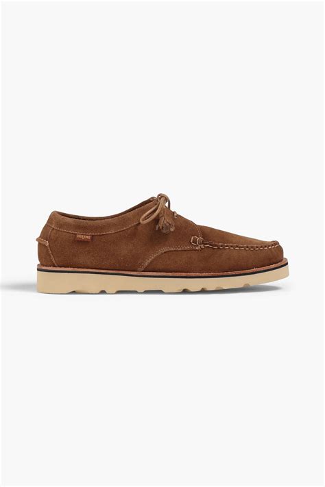 Gh Bass And Co Tasseled Suede Boat Shoes In Light Brown Modesens