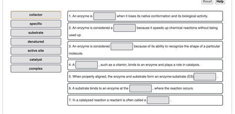 Solved Reset Help Cofactor 1 An Enzyme Is When It Loses Its