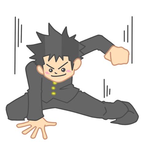 着地する学ラン男子 イラストせんせい使いやすいフリー素材集