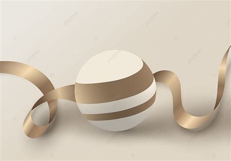 奶油色背景上帶金色絲帶捲線的 3d 豪華逼真球體 圆形的 金的 艺术背景圖片和桌布免費下載