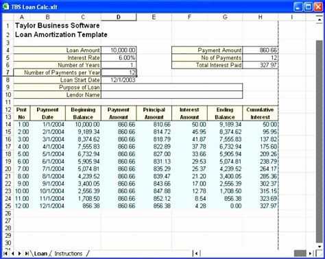 Microsoft Excel Amortization Schedule Template Excel Templates