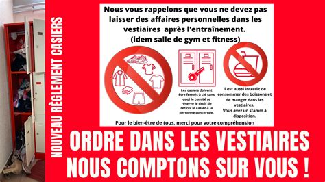 Règlement d utilisation des casiers des vestiaires Forward Rowing Club