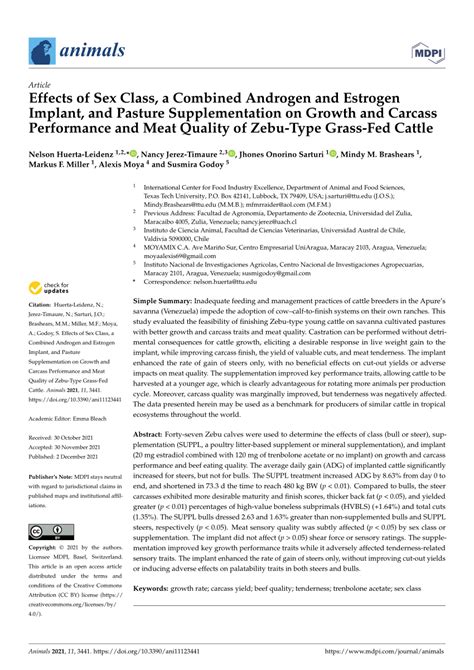 Pdf Effects Of Sex Class A Combined Androgen And Estrogen Implant And Pasture