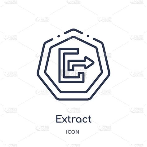 线性提取图标从箭头大纲集合。细线提取矢量孤立在白色背景。提取时尚插图素材 花瓣网