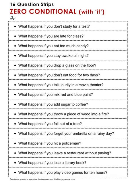 Conversation Questions Zero Conditional At Barry Jordan Blog