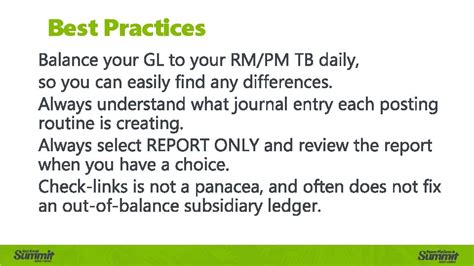 Balancing General Ledger To Subsidiary Ledgers In Gp