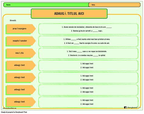 Fișă De Lucru Cu Omonime Imprimabilă Storyboard